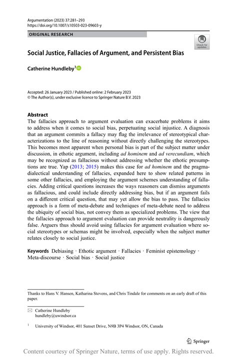 Social Justice Fallacies Of Argument And Persistent Bias Request Pdf