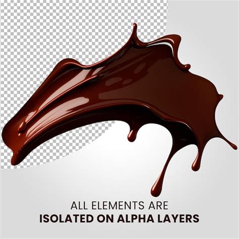 알파 레이어 Png에 고립 된 초콜릿 브러시 스플래시 프리미엄 Psd 파일