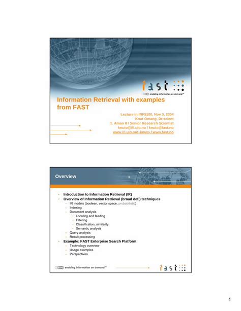 pdf information retrieval with examples from fast · information