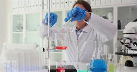 Female Laboratory Worker Mixes Samples In Glass Container Stock Video Video Of Biology