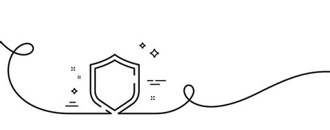 Shield Line Icon Privacy Secure Sign Continuous Line With Curl Vector Stock Illustration