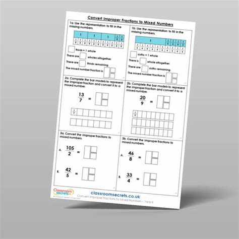 Year 4 Understand Improper Fractions Varied Fluency Resource