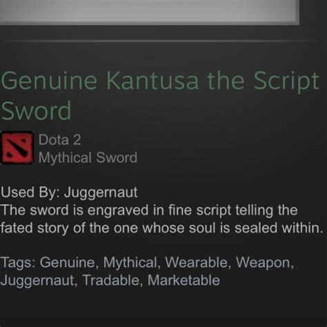Dota 2 Genuine Kantusa The Script Sword Video Gaming Video Game