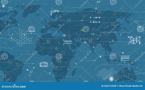 Animation Of Network Of Connections Over World Map Against Blue Background Stock Footage Video