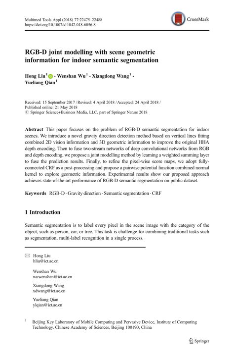 PDF RGB D Joint Modelling With Scene Geometric Information For Indoor Semantic Segmentation