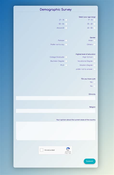 Free Demographic Survey Template Formplus