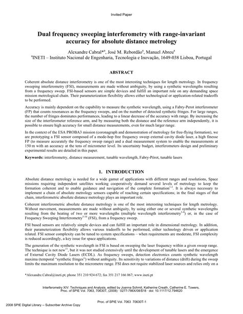 Pdf Dual Frequency Sweeping Interferometry With Range Invariant