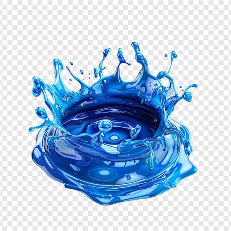 파란색 액체 스플래시 투명한 배경 프리미엄 Ai 생성 Psd