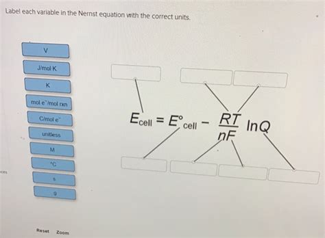 solved label each variable in the nernst equation with the