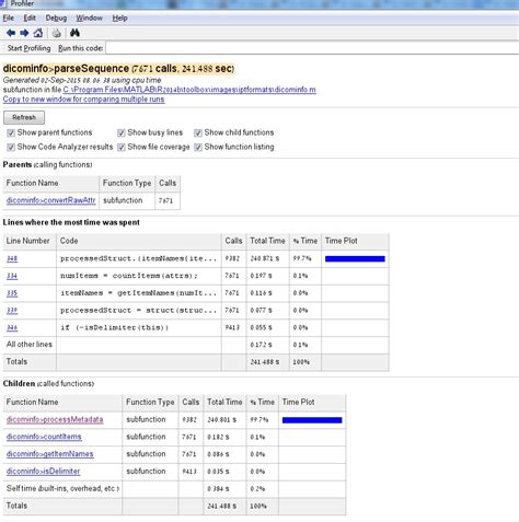 matlab profiler inconsistency stack overflow