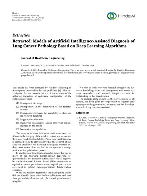 Pdf Retracted Models Of Artificial Intelligence Assisted Diagnosis