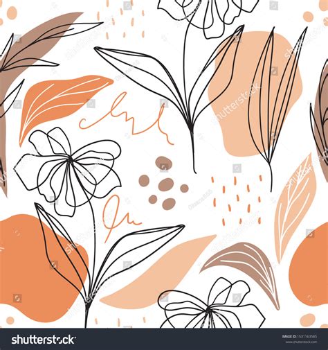 Linear Floral Seamless Pattern Abstract Shapes Stock Vector Royalty Free 1531163585