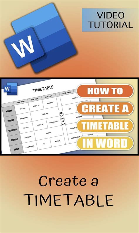 How To Create A Timetable In Word Words Biology Games Chemistry