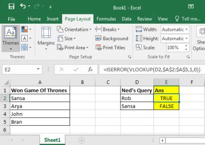 Check If A Value Exists Using VLOOKUP Formula