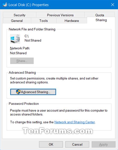 how to add or remove sharing tab in folder properties in windows