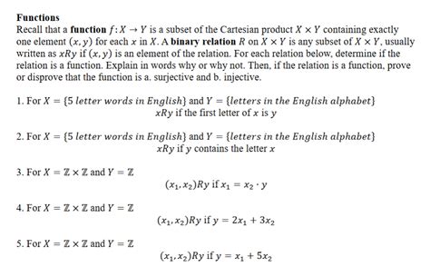 Solved Functions Recall That A Function Fx→y Is A Subset Of