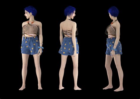 Artstation Spring Girl Cloud Shape Top Corduroy Shorts Obj File Tex Resources
