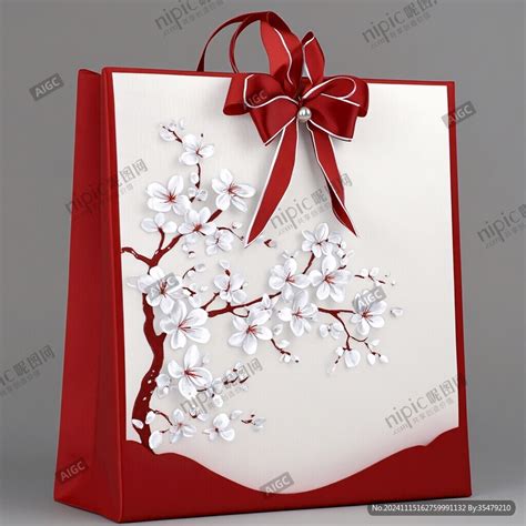 Ai创作图红色花朵手提袋 礼物袋设计素材 礼品袋设计素材 梅花包装素材 礼品袋效果图 新春手提袋 唯美手提袋 手提袋印花素材 礼袋设计 3d手提袋效果图 喜庆手提袋 礼品袋包装效果图 礼品袋