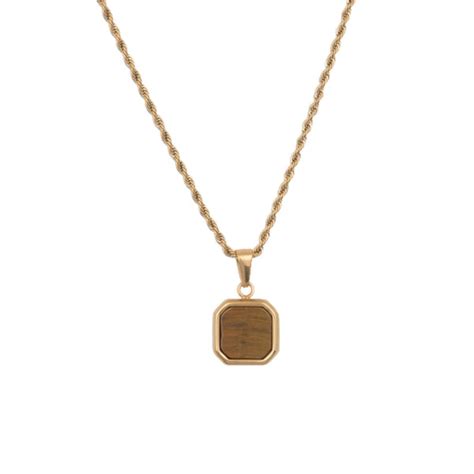 Gold Tiger Eye Pendant Necklace Etrnl