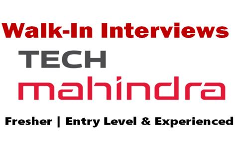 Direct Mega Walk In Interview At Tech Mahindra For Fresher And Experience Both Can Apply