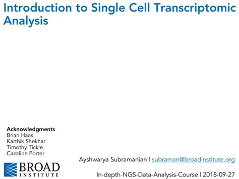 Ppt Introduction To Single Cell Transcriptomic Analysis