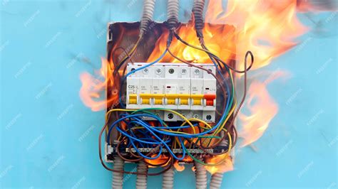 Premium Photo Faulty Wiring Resulting Electrical Fire From Short Circuit