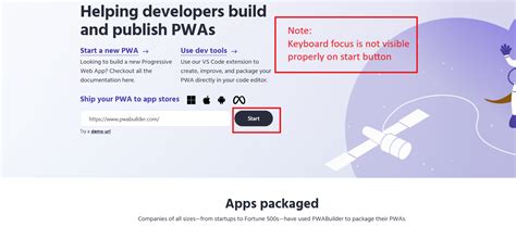 Pwa Builder Keyboard Focus Indicator Are Not Properly Visible For The Package For Stores
