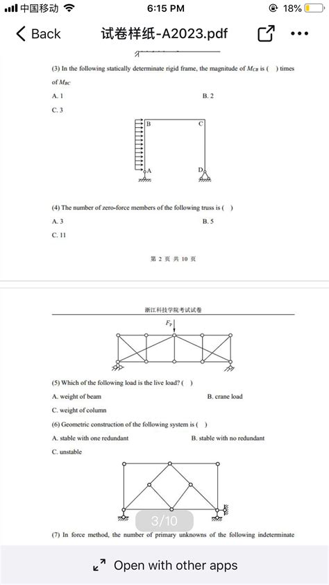 3 In The Following Statically Determinate Rigid