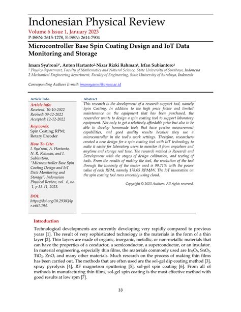Pdf Microcontroller Base Spin Coating Design And Iot Data Monitoring And Storage