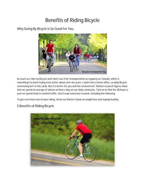 Benefits Of Bicycling 1 Pdf Skin And Dermatology Diseases And