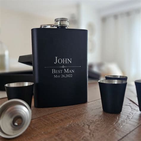 Engraved Flask Set Etsy