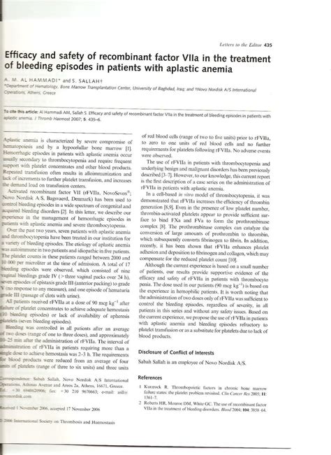 Pdf Efficacy And Safety Of Recombinant Factor Viia In The Treatment Of Bleeding Episodes In