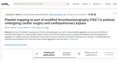 Platelet Mapping As Part Of Modified Thromboelastography Teg ® In