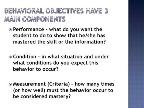 Writing Behavioral Objectives