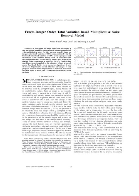 Pdf Fracto Integer Order Total Variation Based Multiplicative Noise