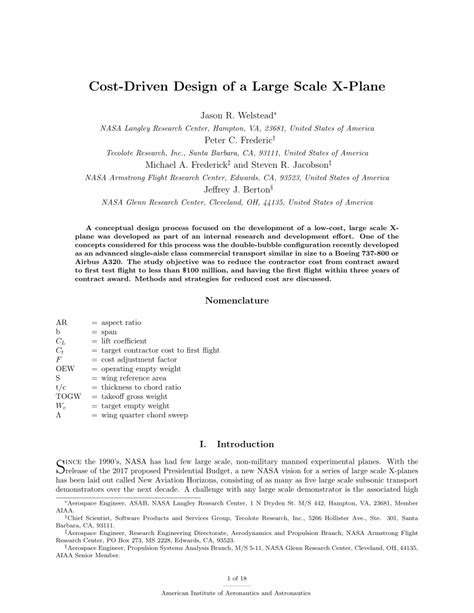 pdf cost driven design of a large scale x plane