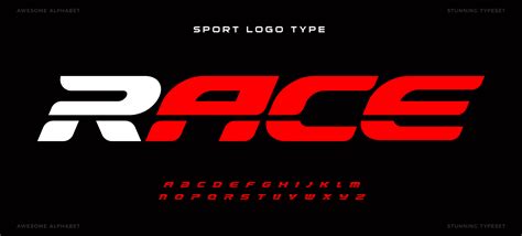 sports alphabet for racing sports super hero headlines and car or gym logo bold italic red