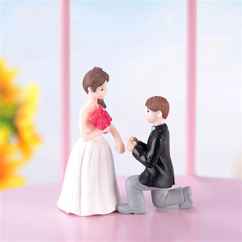 2 шт предложение Свадьба любовник кукольная Статуэтка Миниатюры пара невесты и жениха Diy