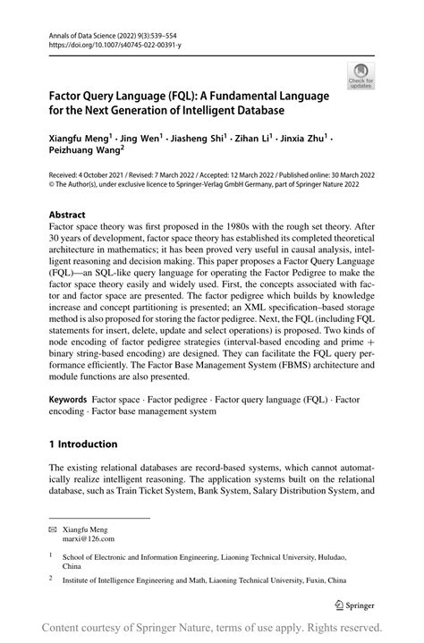 Factor Query Language Fql A Fundamental Language For The Next