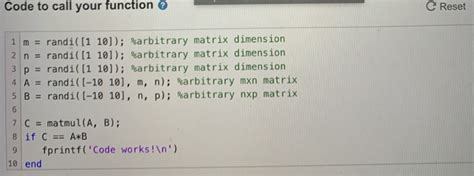 Solved Write A Function Called Matmul To Perform Matrix Chegg
