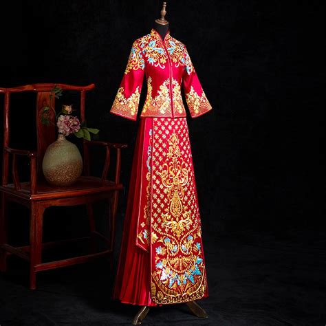Китайский женский свадебный костюм Cheongsam атласный китайский ...