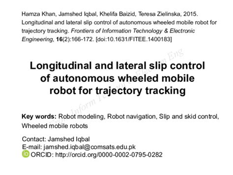 Pdf Longitudinal And Lateral Slip Control Of Autonomous Wheeled Mobile Robot For Trajectory
