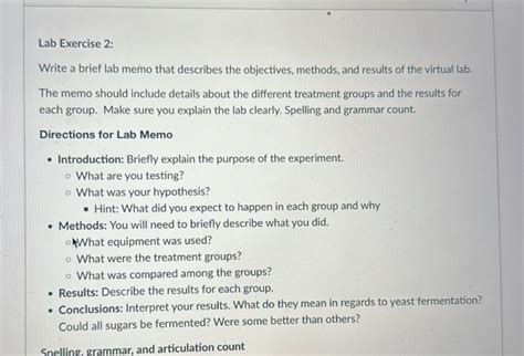 Lab Exercise Write A Brief Lab Memo That StudyX