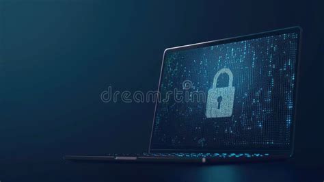 Cyber Security Concept Laptop Lock Icon In Binary Code Digital Graphic