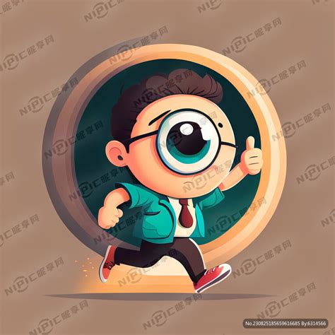 Ai创作图保护眼睛 卡通人物形象 动态 跑步 大拇指棒极了 中医元素 扁平插画风格 可爱 活泼 积极向上 创意 想象力 艺术价值 欣赏性 画面精美 色彩搭配协调 昵图网