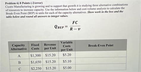 Solved Problem 6 8 Points 2error Cicero Manufacturing