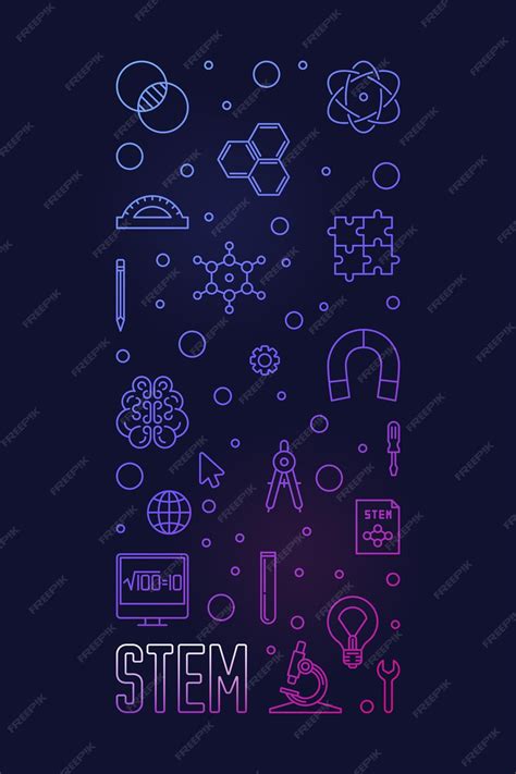 Premium Vector Science Technology Engineering And Math Stem Vector Thin Line Vertical Colorful