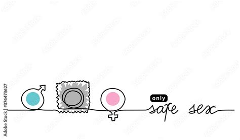 Vecteur Stock Only Safe Sex Simple Background Web Banner Poster With