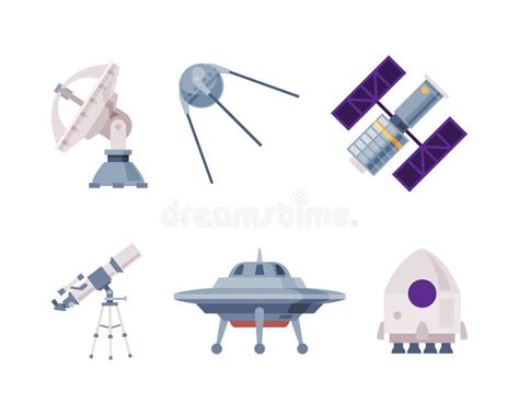 Outer Space Objects For Universe Exploration Vector Set Stock Vector Illustration Of Sputnik