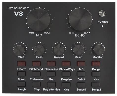 Внешняя звуковая карта V8 C Bluetooth и встроенными пресетами Black